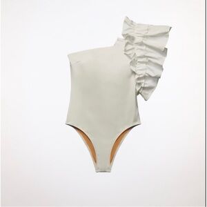 Zara | Swim | Nwt Zara White One Shoulder Swimsuit | Poshmark